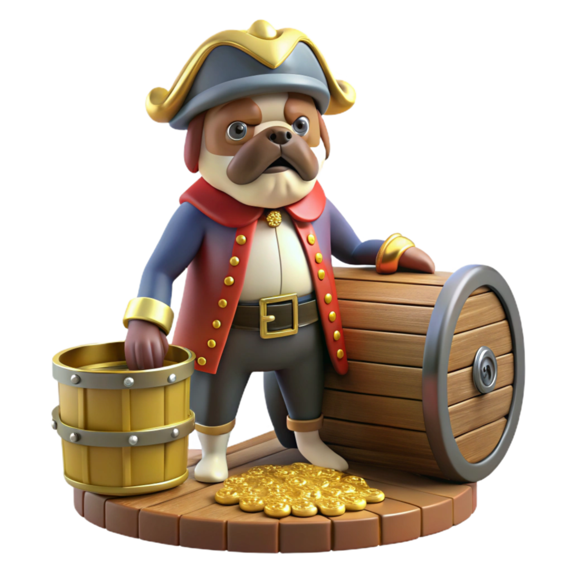 3D Cartoon Pirate Dog with Treasure 56086952 PNG