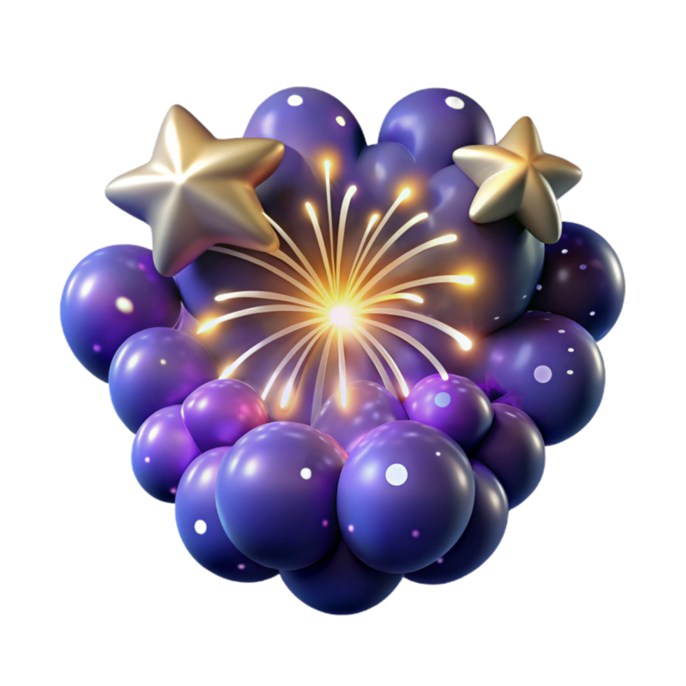 Purple Balloon Fireworks Celebration 56088055 PNG