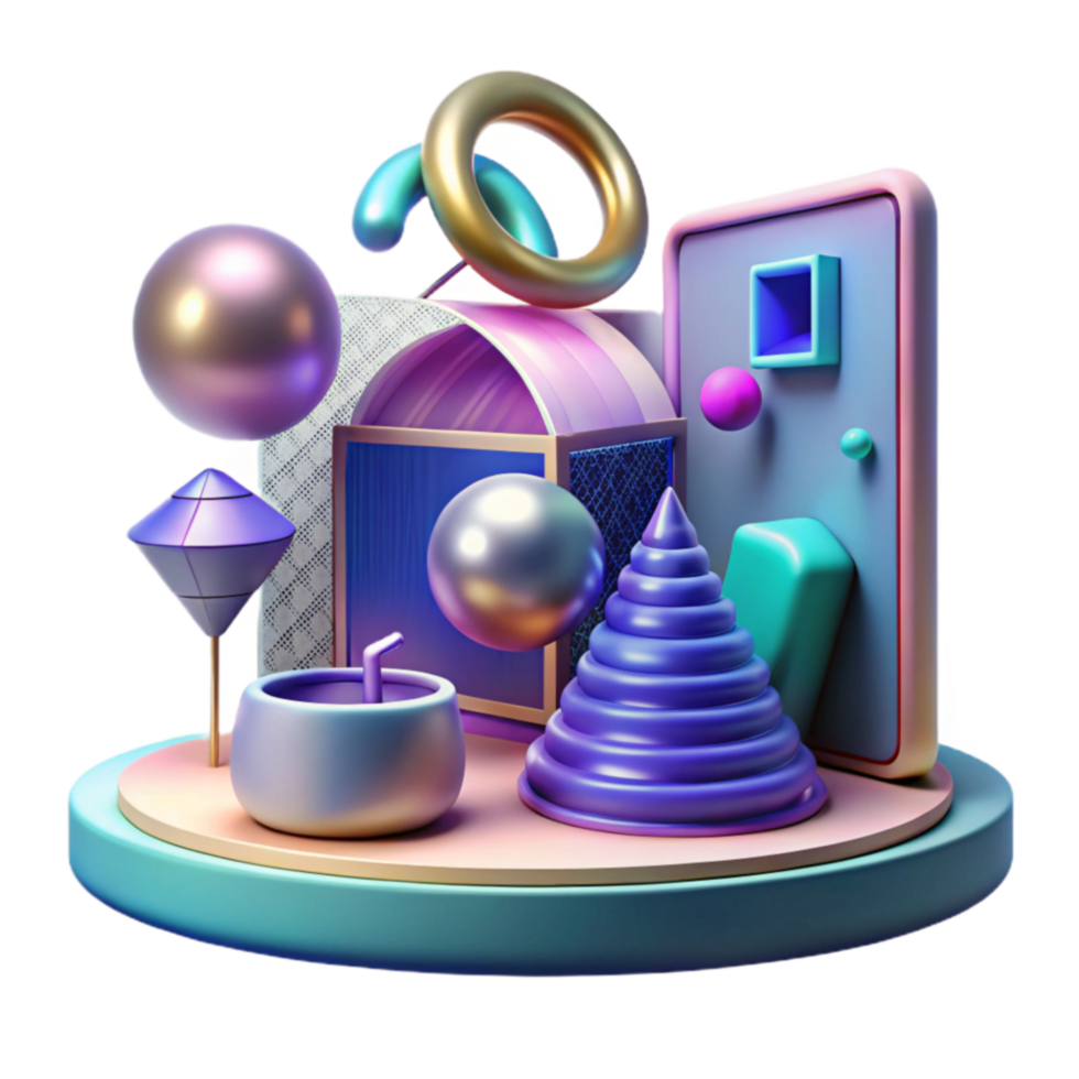 Abstract 3d Render Colorful Geometric Shapes 56088889 Png