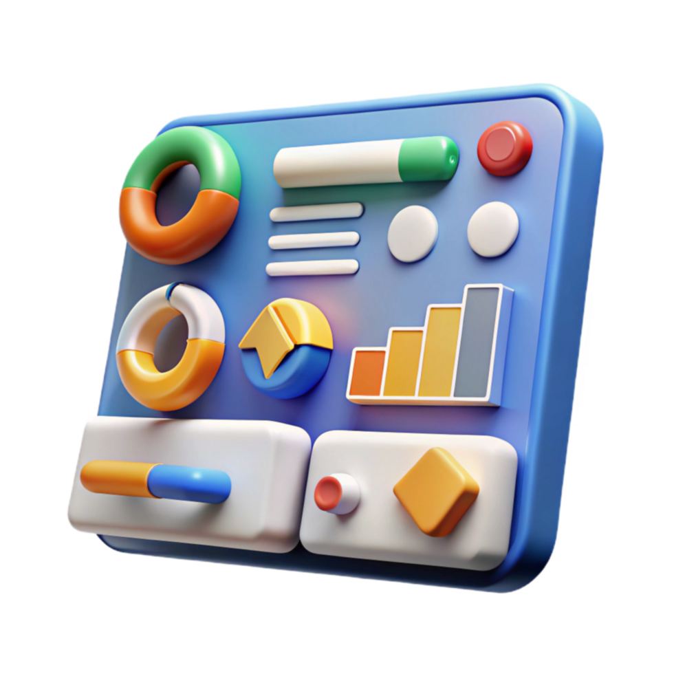3D Data Visualization Dashboard Charts, Graphs UI Elements 56089042 PNG
