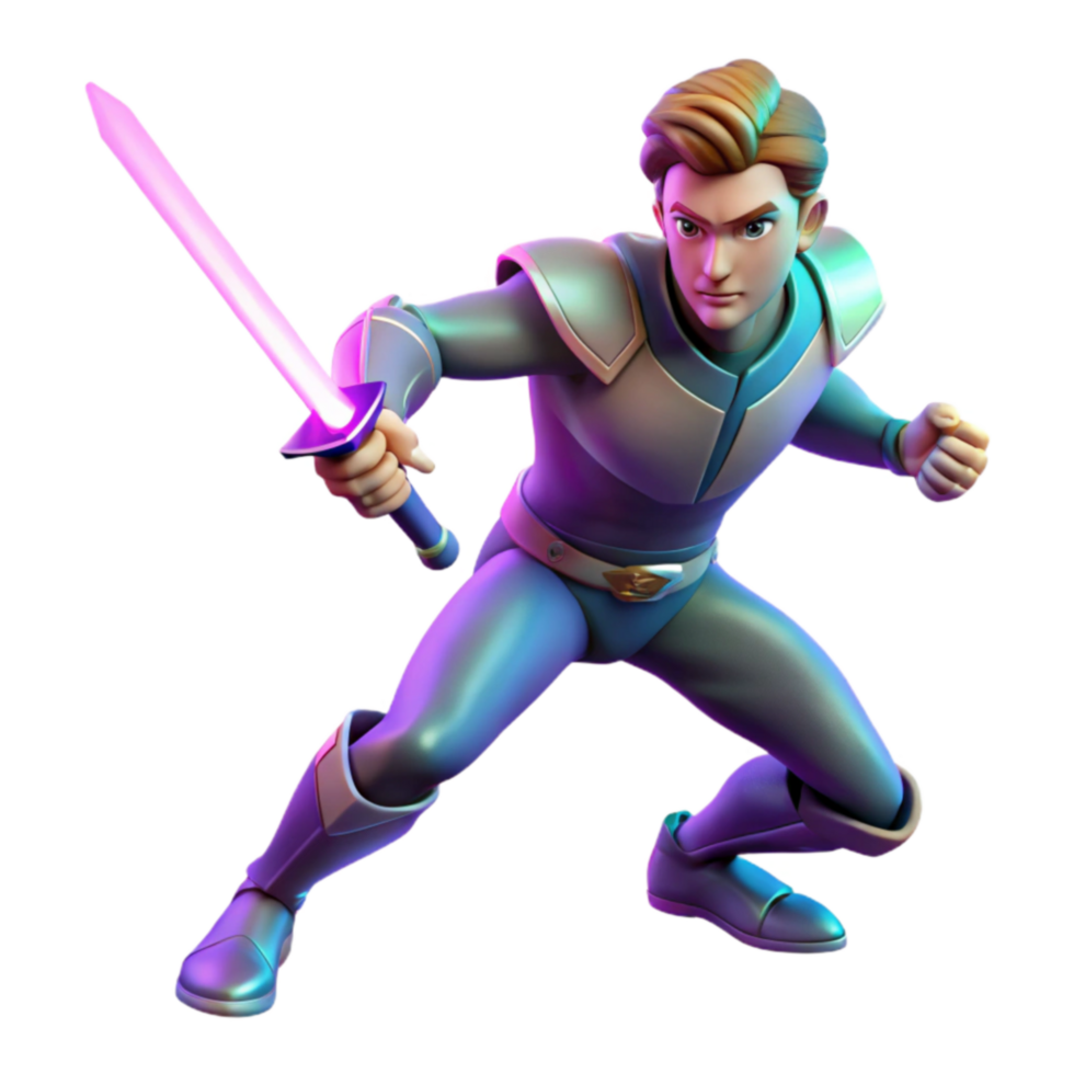 Animated Hero with Glowing Sword 56093143 PNG