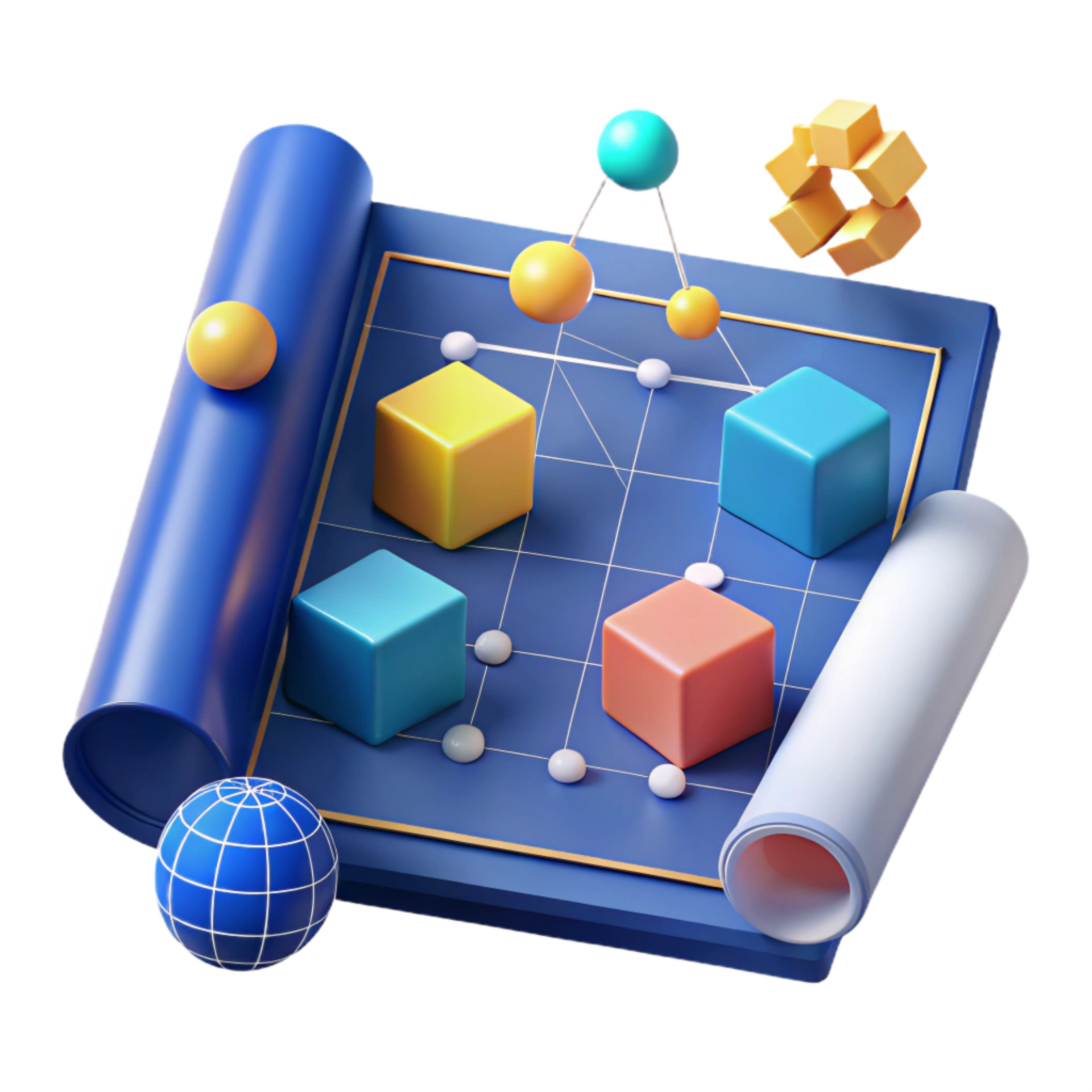 3d Abstract Network Visualization Cubes Spheres And Connections