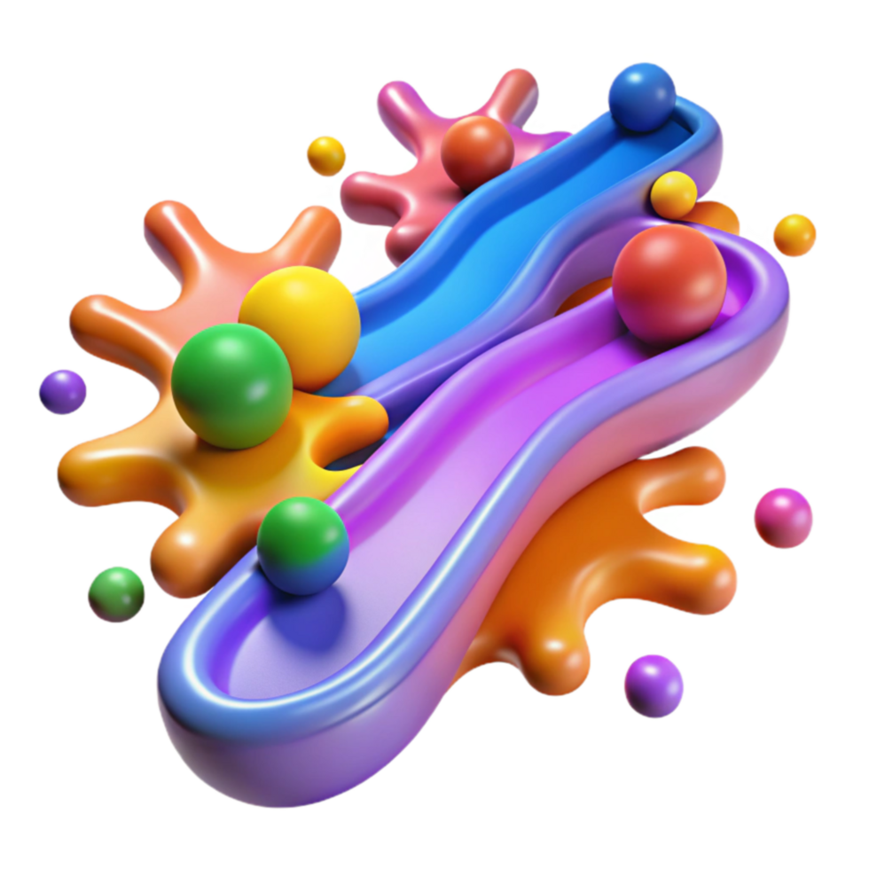 Abstract Colorful 3d Render Spheres Rolling Down Swirling Slides