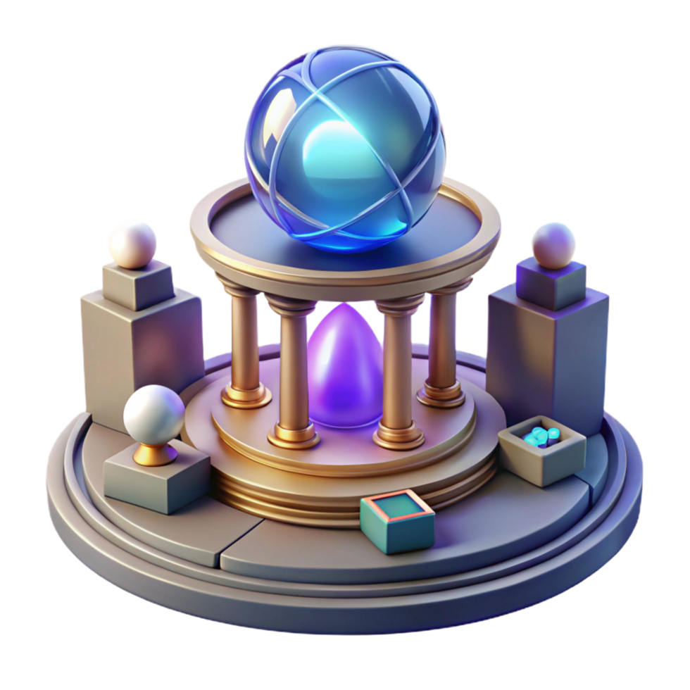 3d Render Of Abstract Architectural Structure With Glowing Orb And