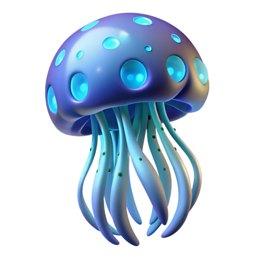 Glowing Jellyfish Creature 3D Render of Bioluminescent Sea Life 56095517 PNG