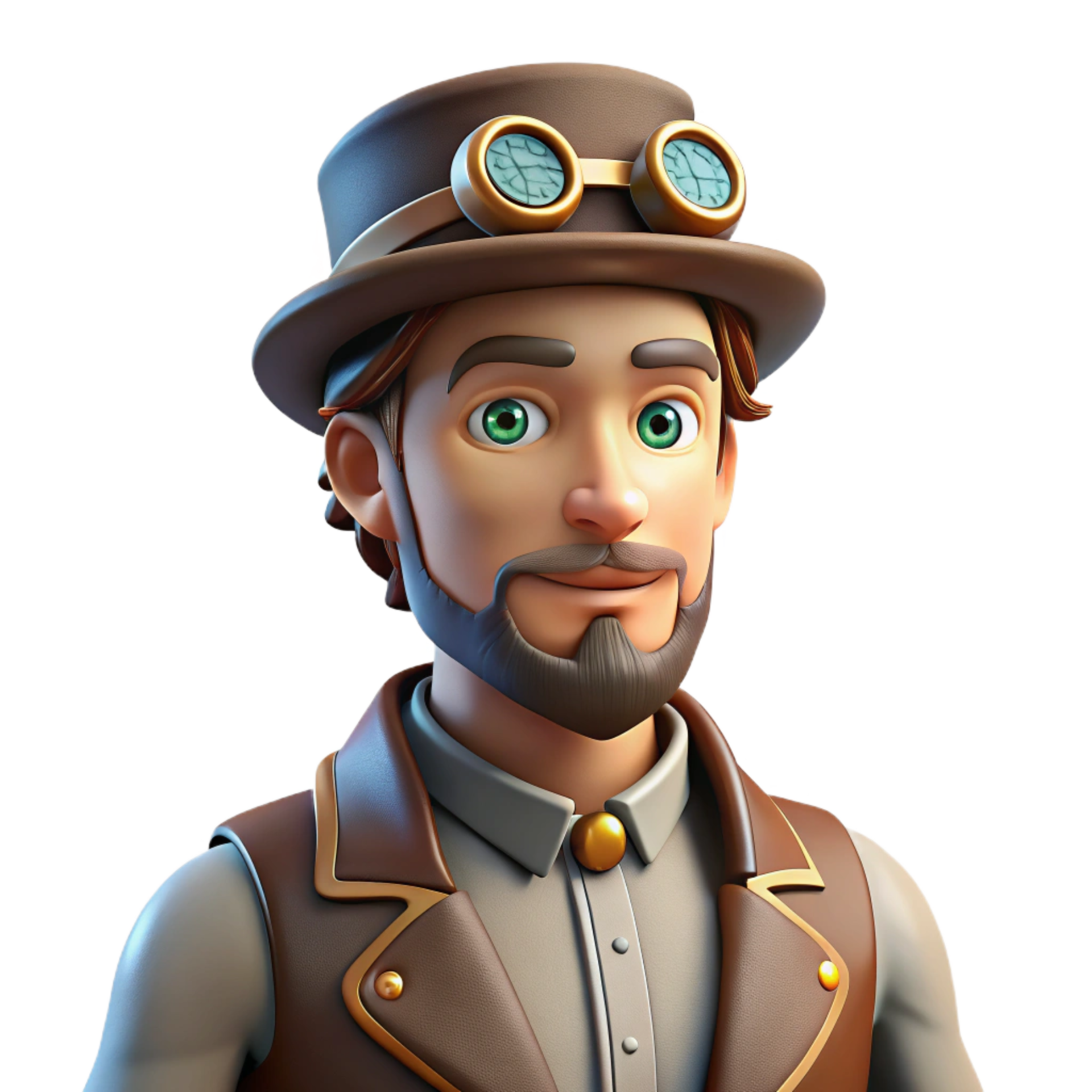 Steampunk Adventurer 3D Cartoon Character Illustration 56098241 PNG