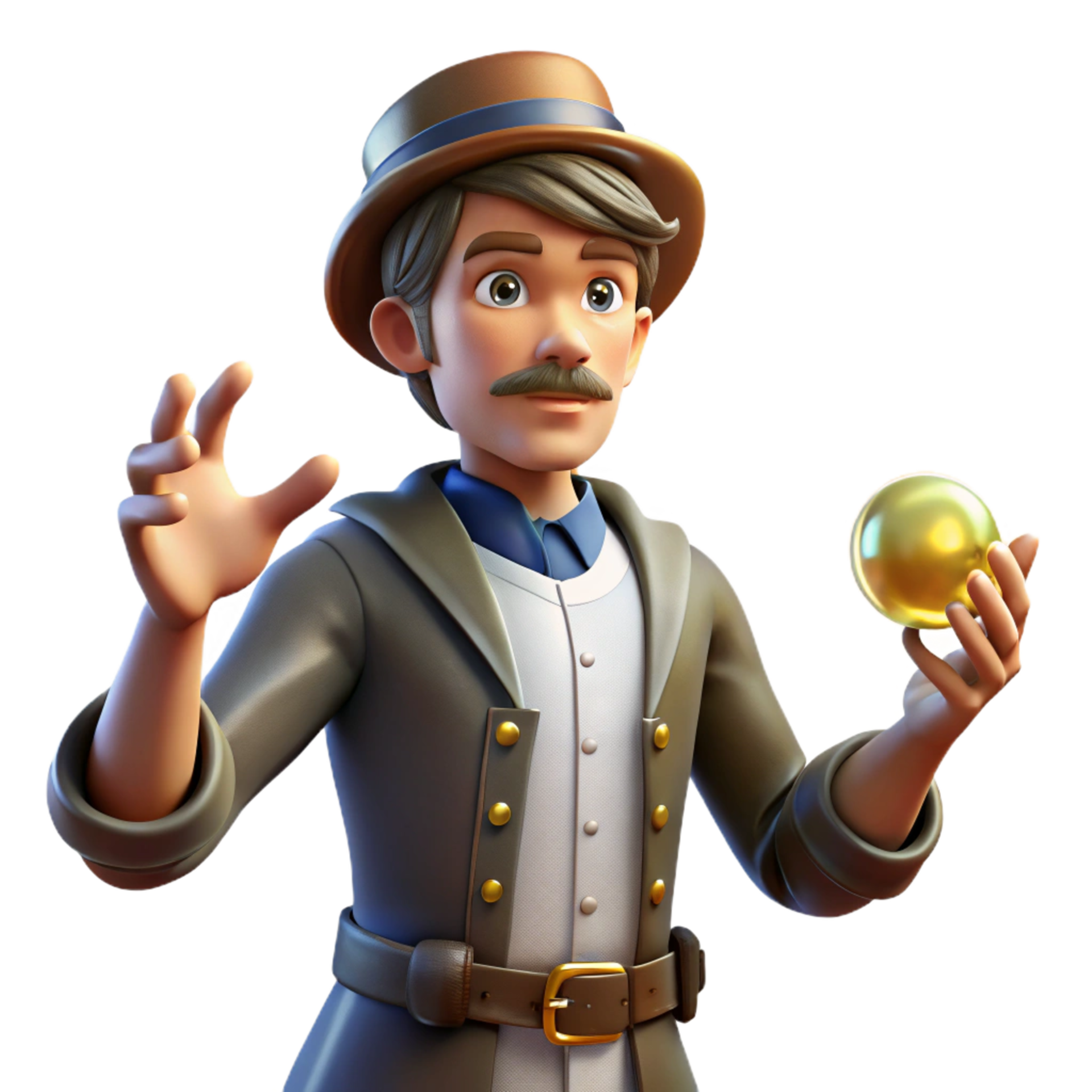 3D Render of Adventurer with Golden Orb 56098282 PNG