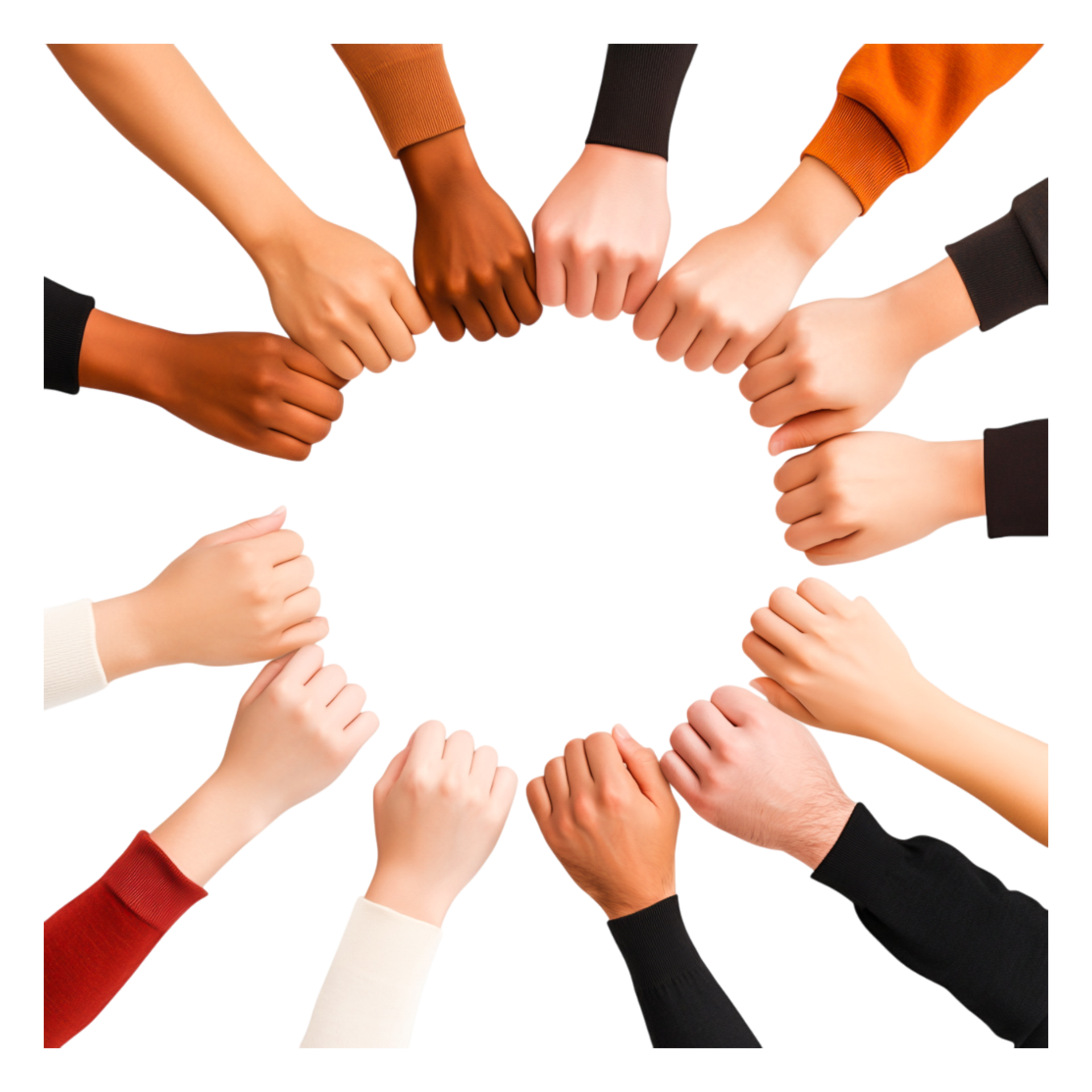 Diverse Hands Collaborating in a Circle Symbolizing Unity and Teamwork 56098815 PNG