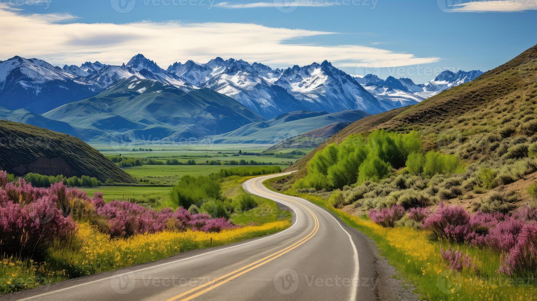 peaks scenic road 56133525 Stock Photo at Vecteezy