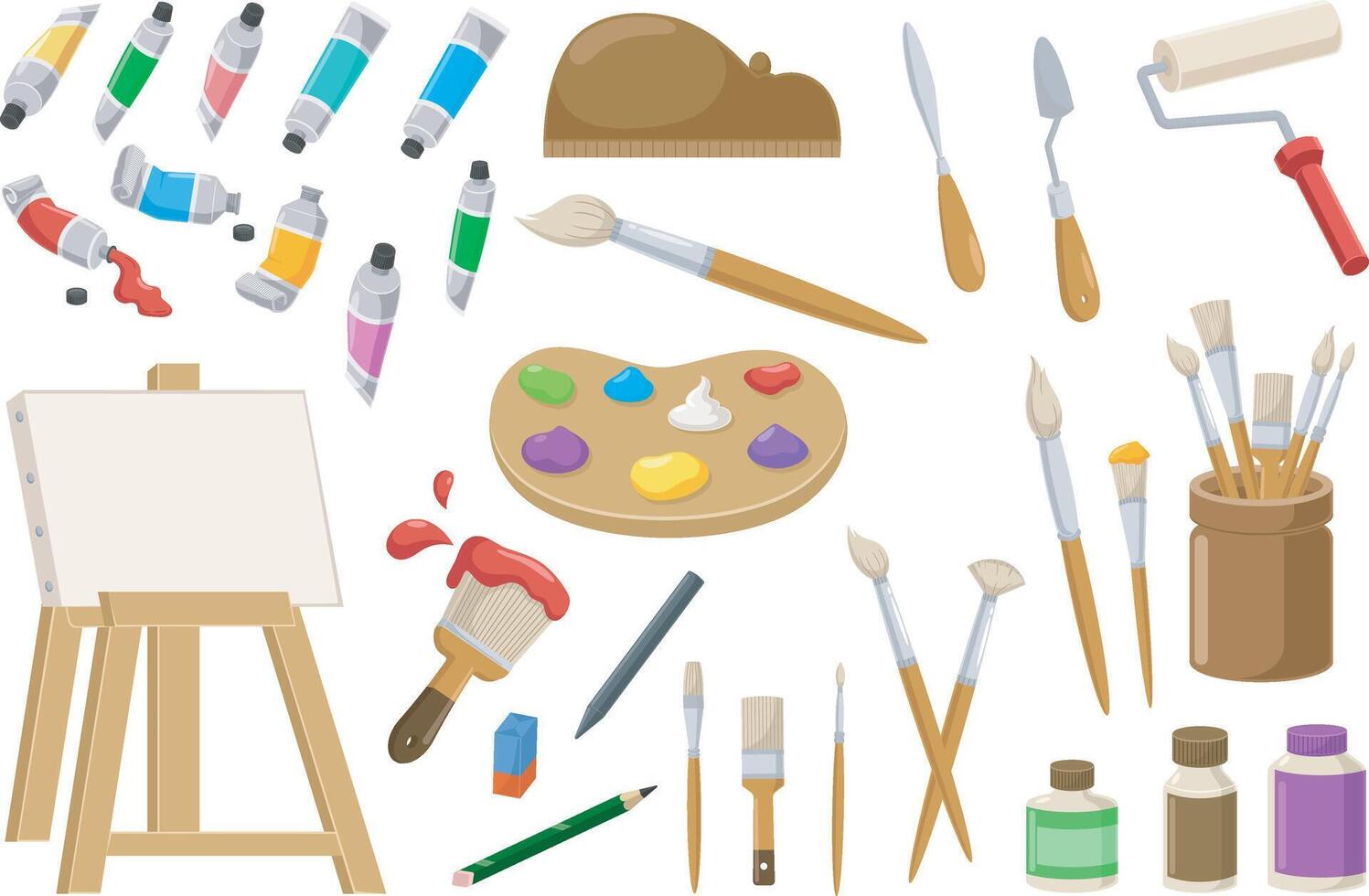 Set of painting tools elements 56169786 Vector Art at Vecteezy Set of painting tools elements 56169786 Vector Art at Vecteezy