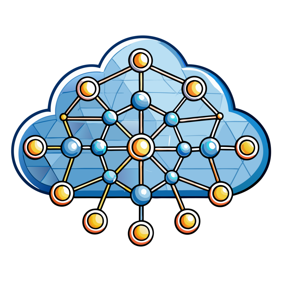 Cyber network cloud with interconnected dots 56171248 PNG