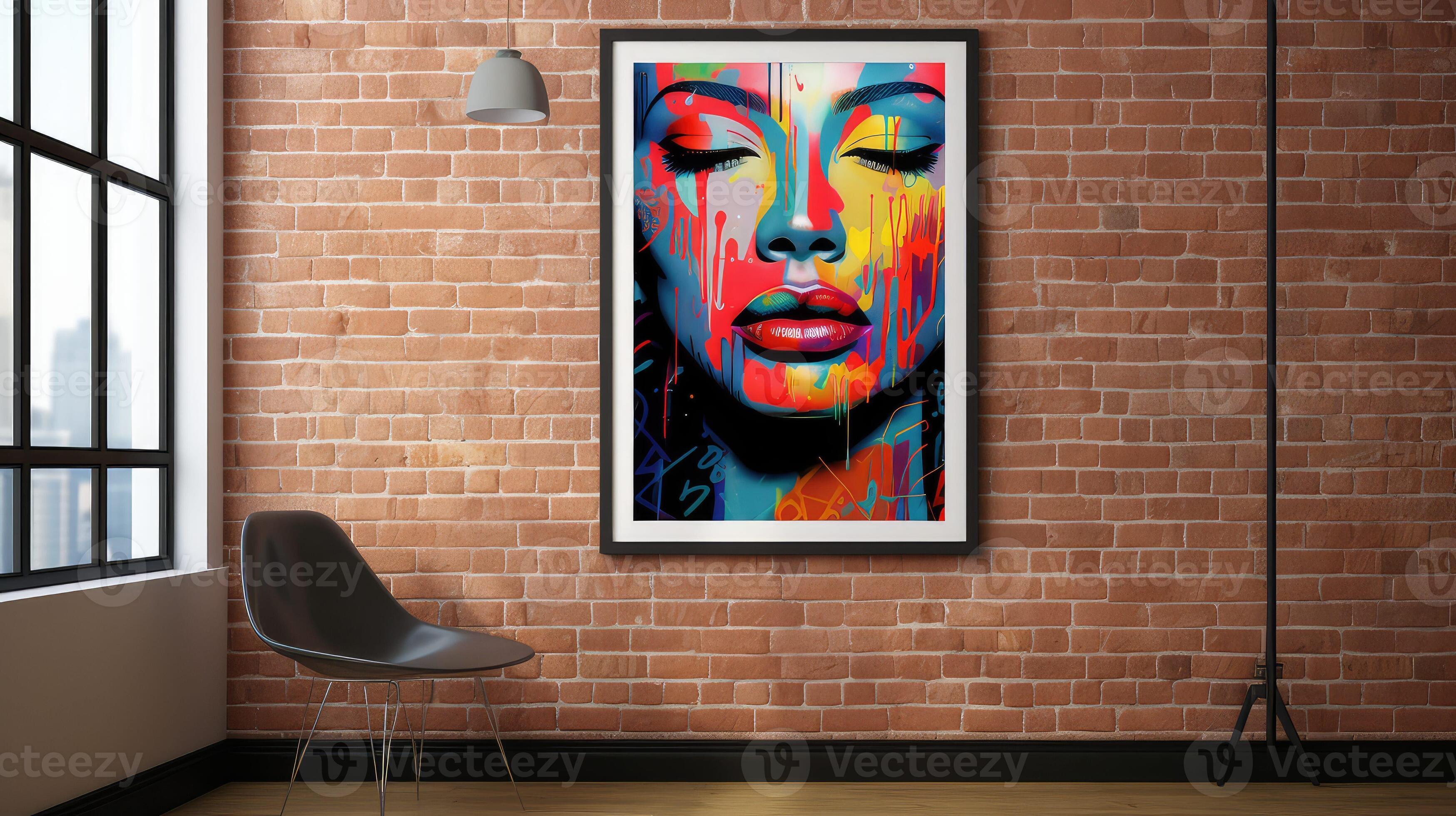 vibrant blank poster on brick wall 56175621 Stock Photo at Vecteezy