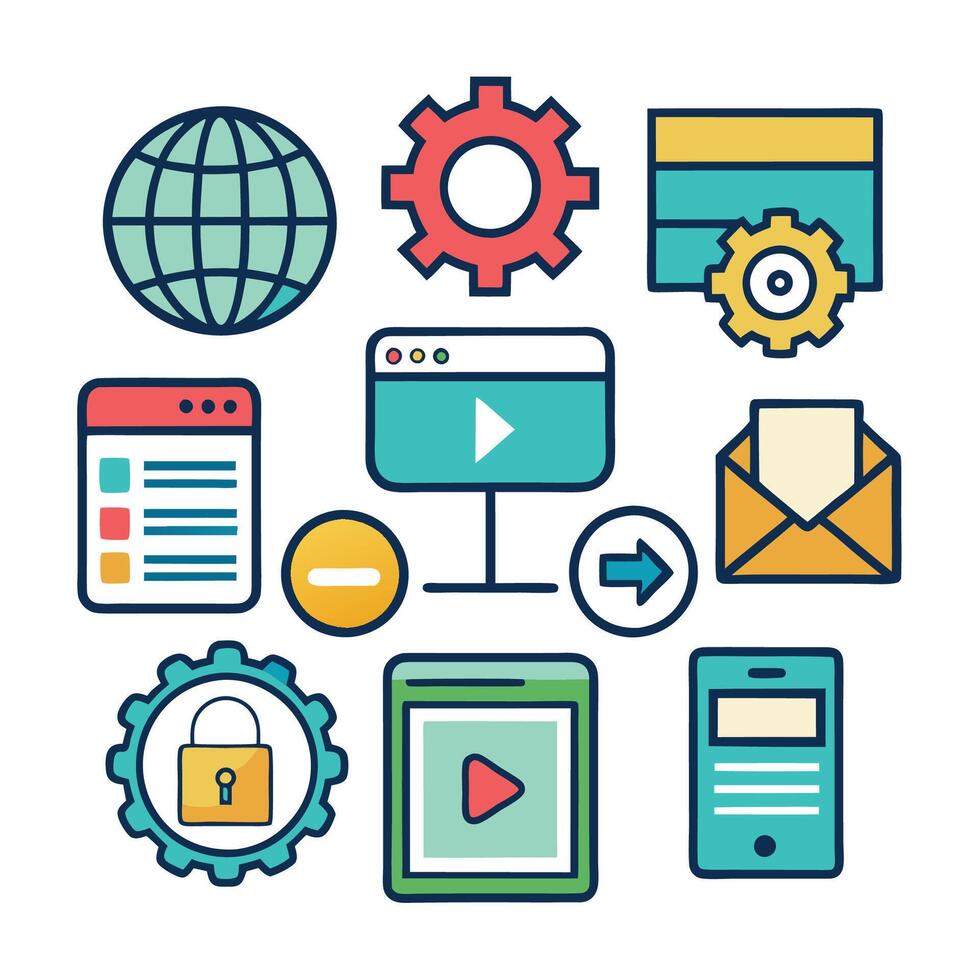 web development icon set illustration background 56199279 Vector Art at Vecteezy