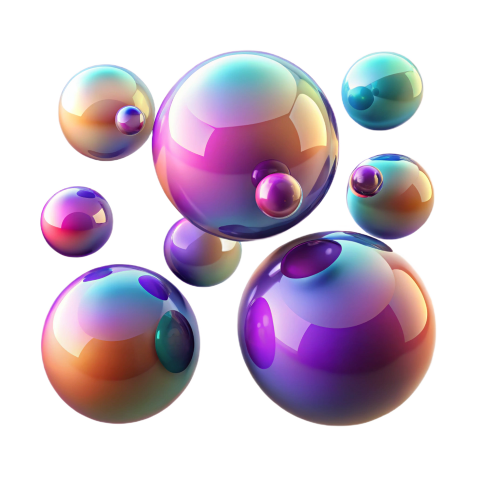 Abstract Iridescent Spheres A 3d Rendering Of Colorful Bubbles 56219987 Png