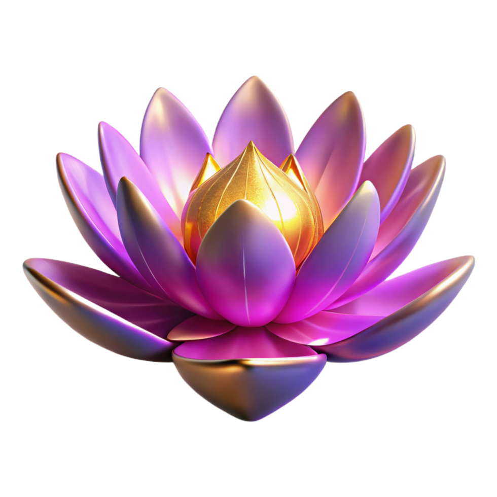 Golden Centered Purple Lotus Flower 3d Render 56220128 Png