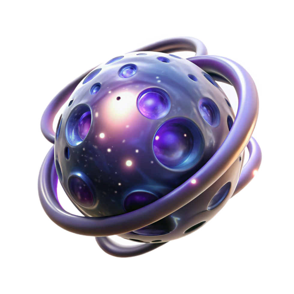 Celestial Orb A 3d Render Of A Futuristic Sphere With Orbiting Rings