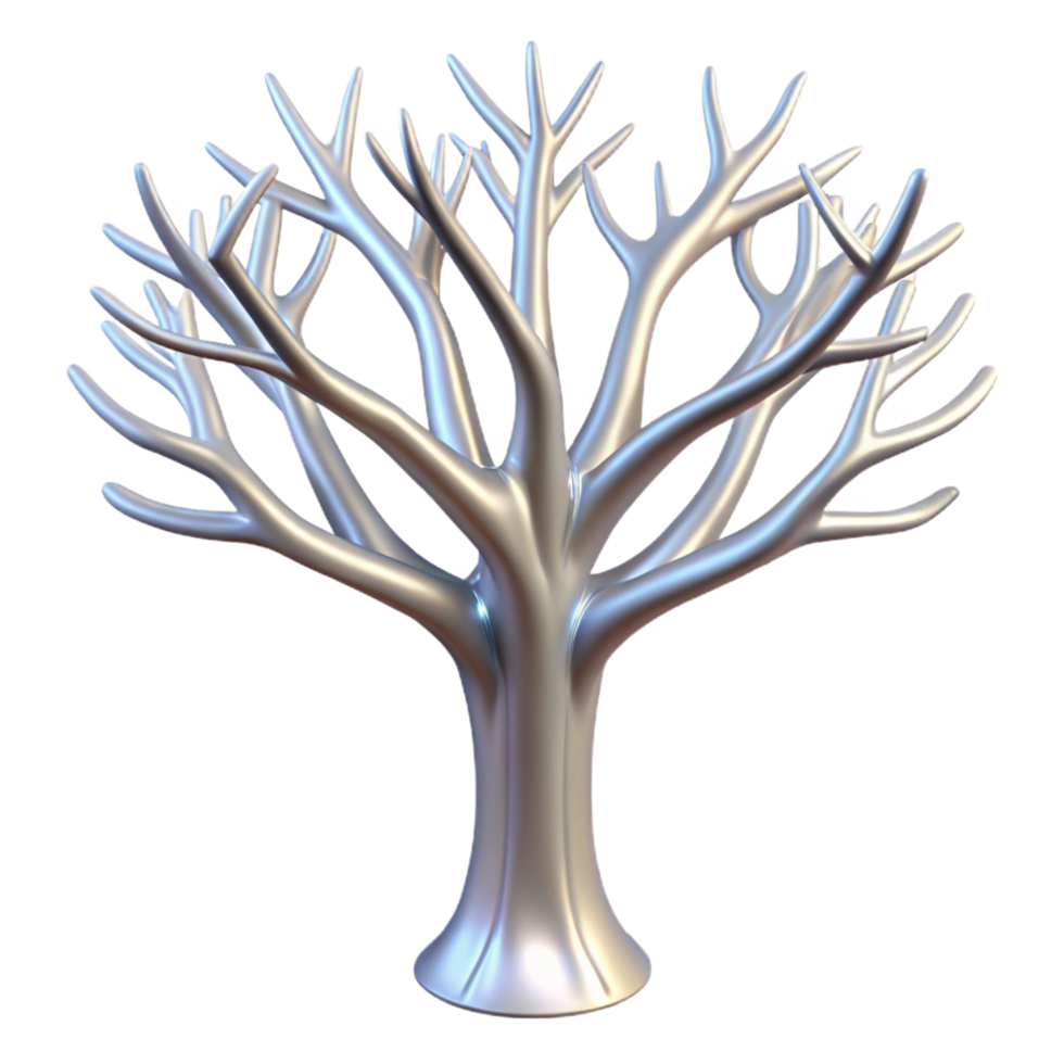 Abstract Silver Tree Sculpture 3d Render Of A Branching Structure