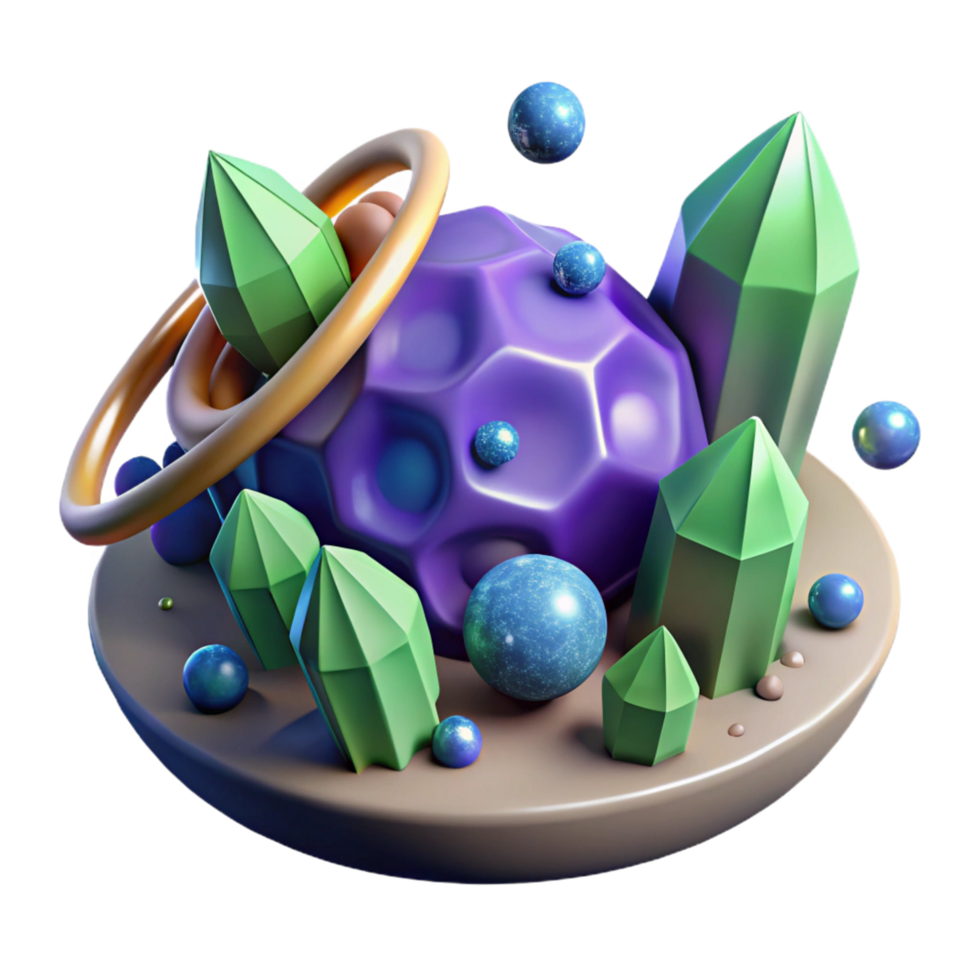 Abstract 3d Render Geometric Crystals Orb And Spheres 56221798 Png