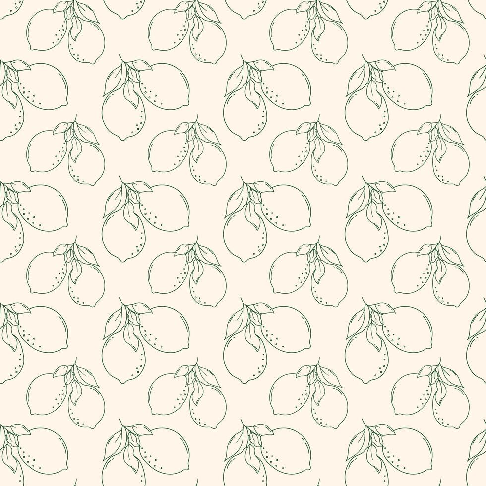 Hand drawn lemon seamless pattern. Outline lemon pattern design for print, fabrics, wallpaper ...