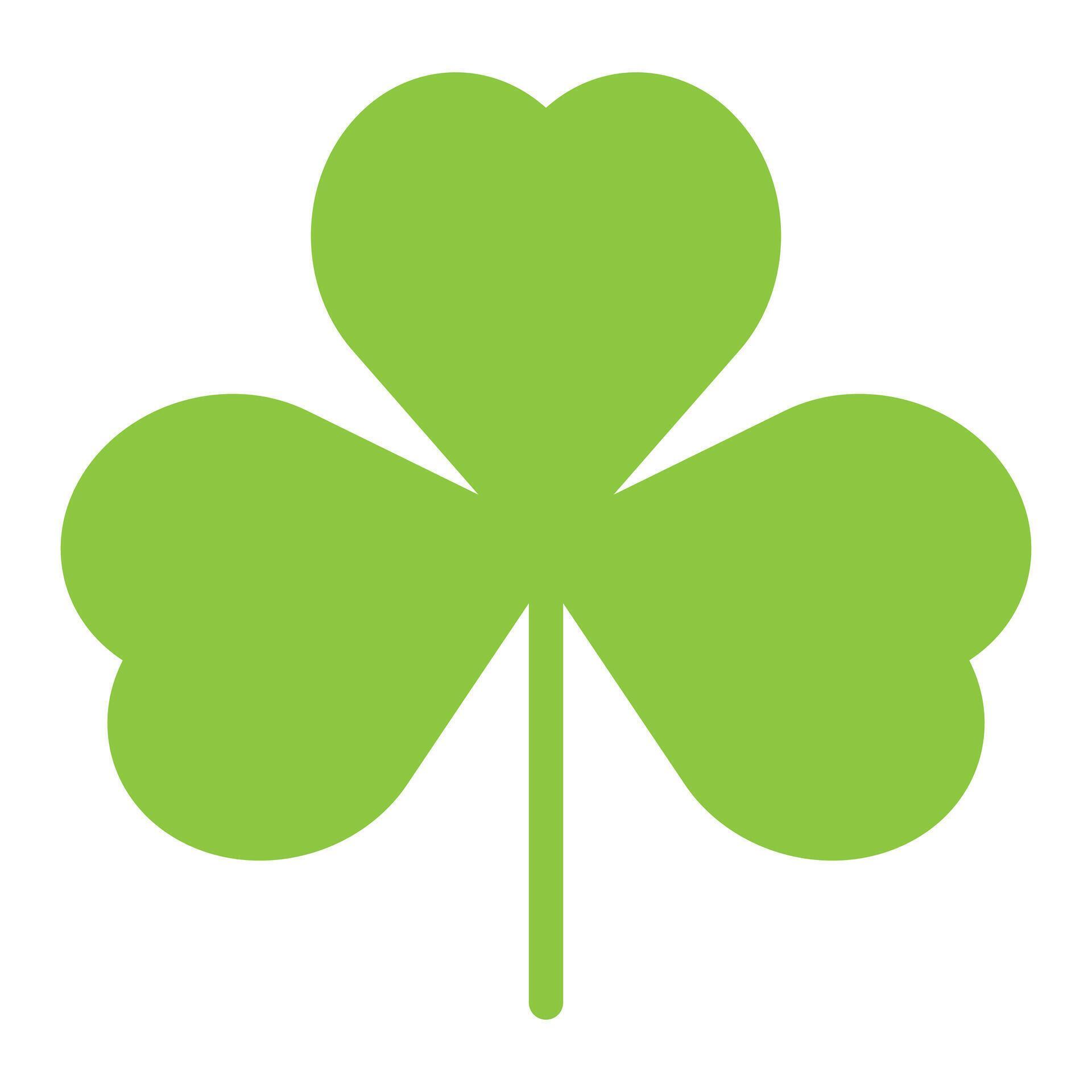 Shamrock silhouette symbol icon shape, illustration of green three leaf cloverleaf, isolated on ...