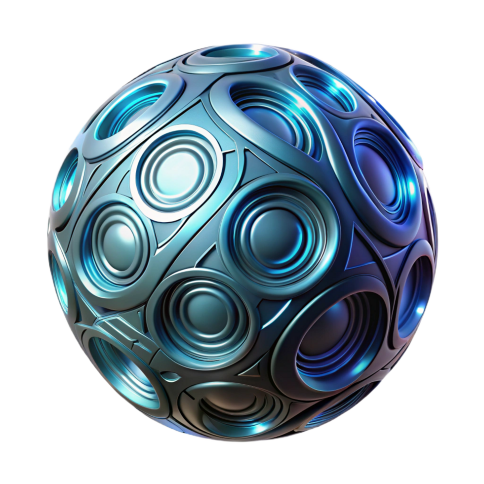 Abstract 3d Render Of A Futuristic Metallic Sphere With Concentric
