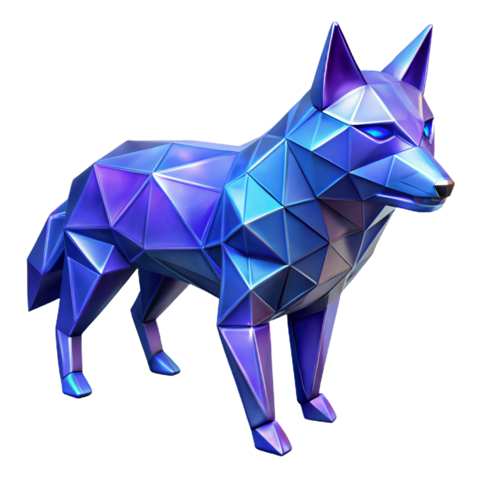Low Poly Blue Fox 3D Render 56261249 PNG