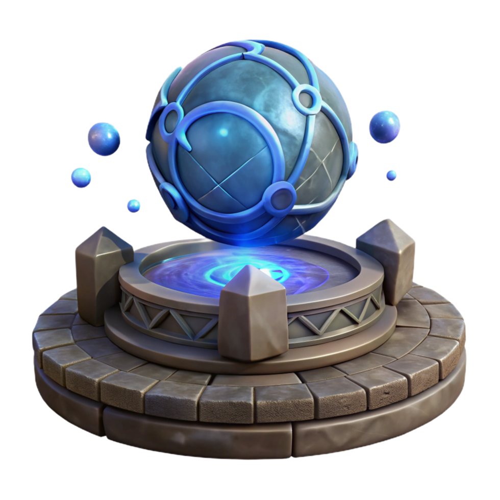 3d Render Mystic Orb On Stone Pedestal 56261891 Png