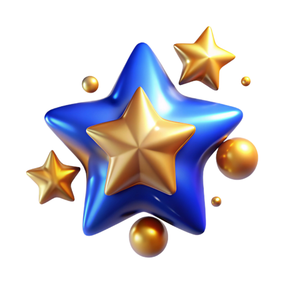 Blue and Gold Star 3D Render 56262172 PNG
