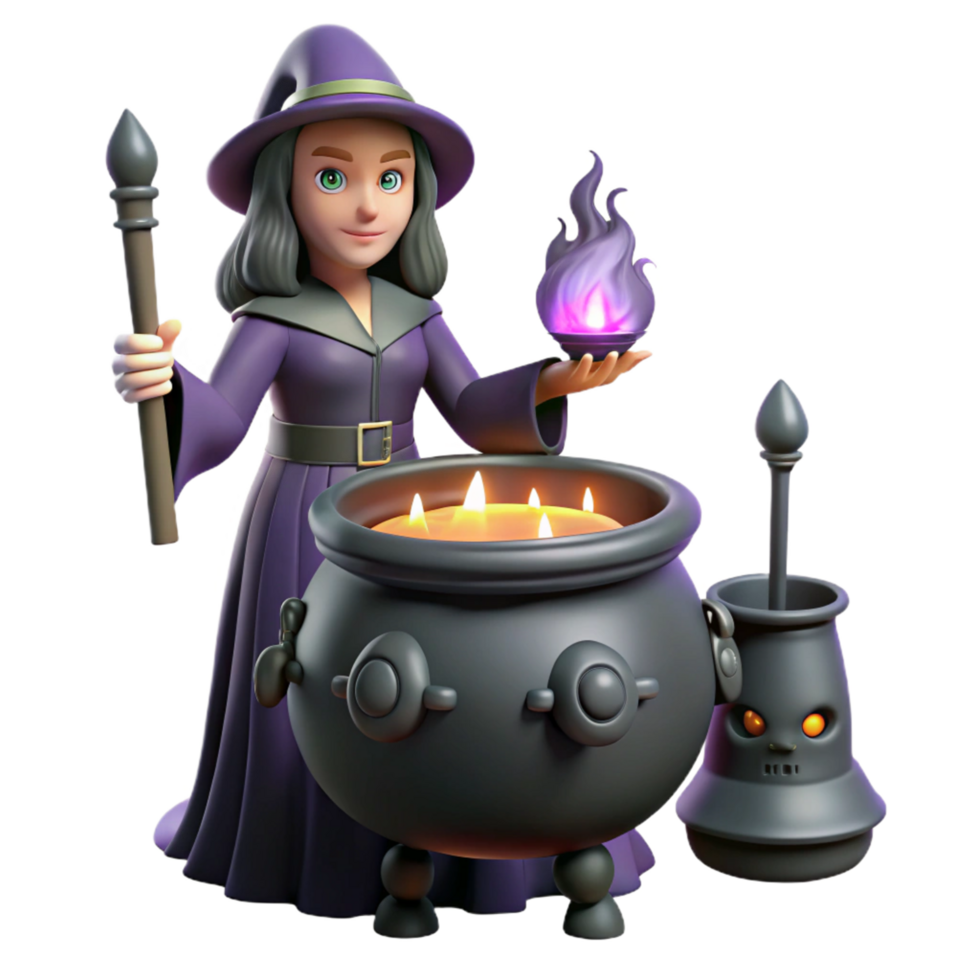 3d hacer de un linda bruja fabricación de cerveza un poción en un ...