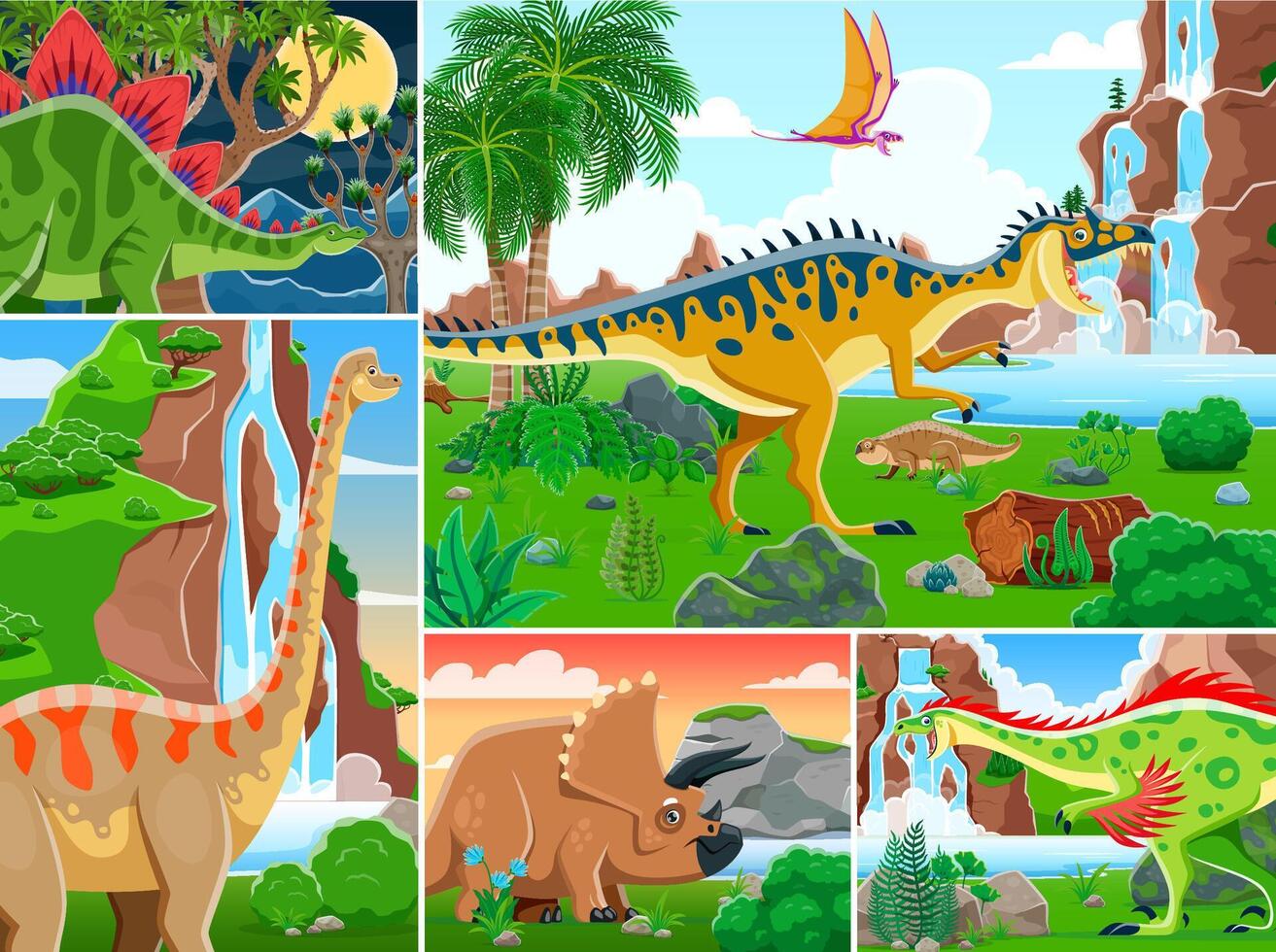 Prehistoric Jurassic dinosaurs collage 56277452 Vector Art at Vecteezy