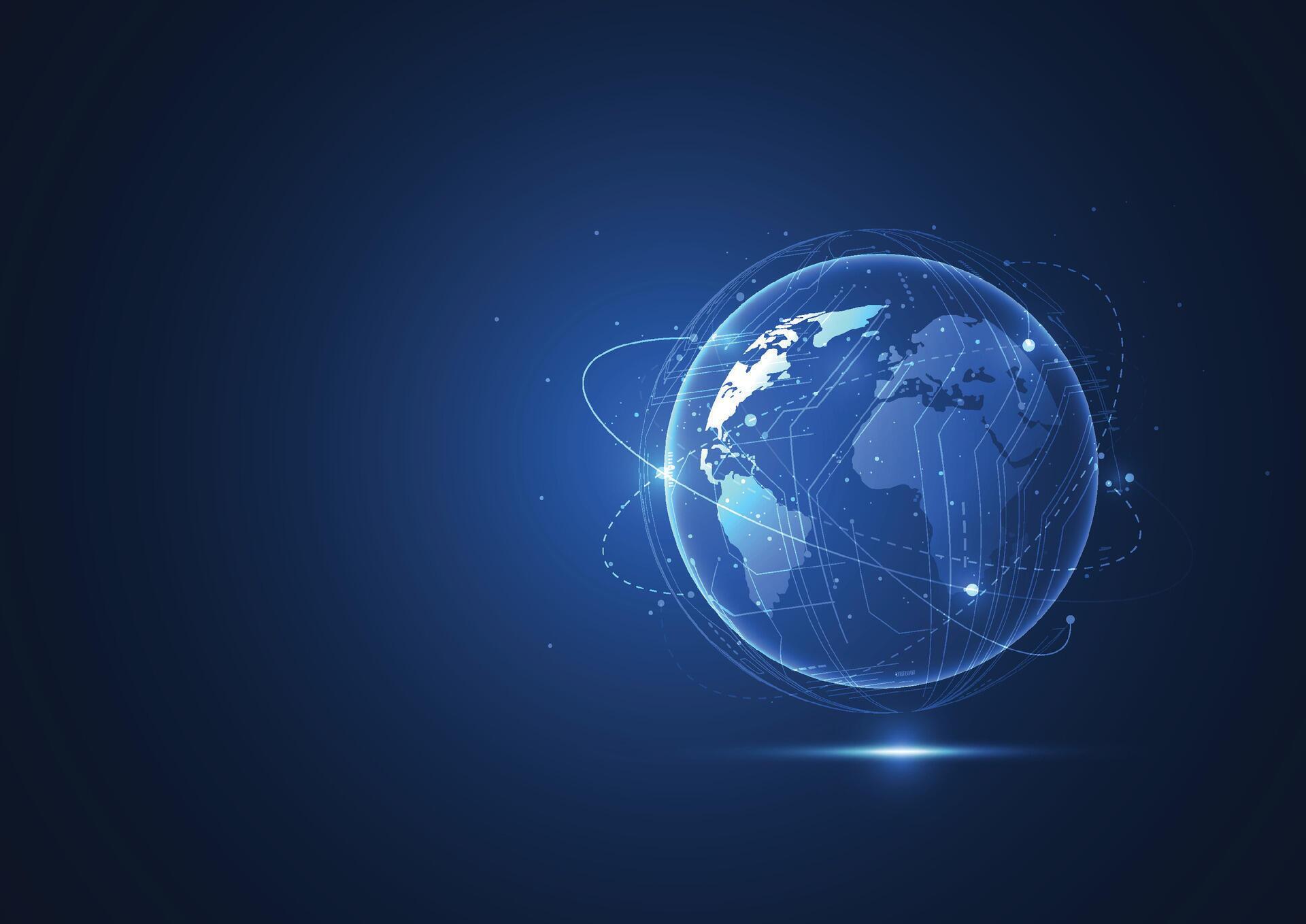 Abstract global network connection technology concept. World map point and line composition ...