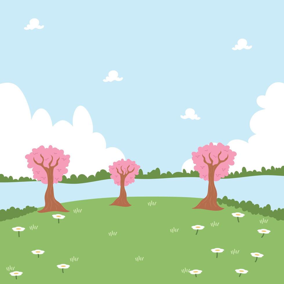 Hand drawn Illustration of City park background 56278809 Vector Art at ...