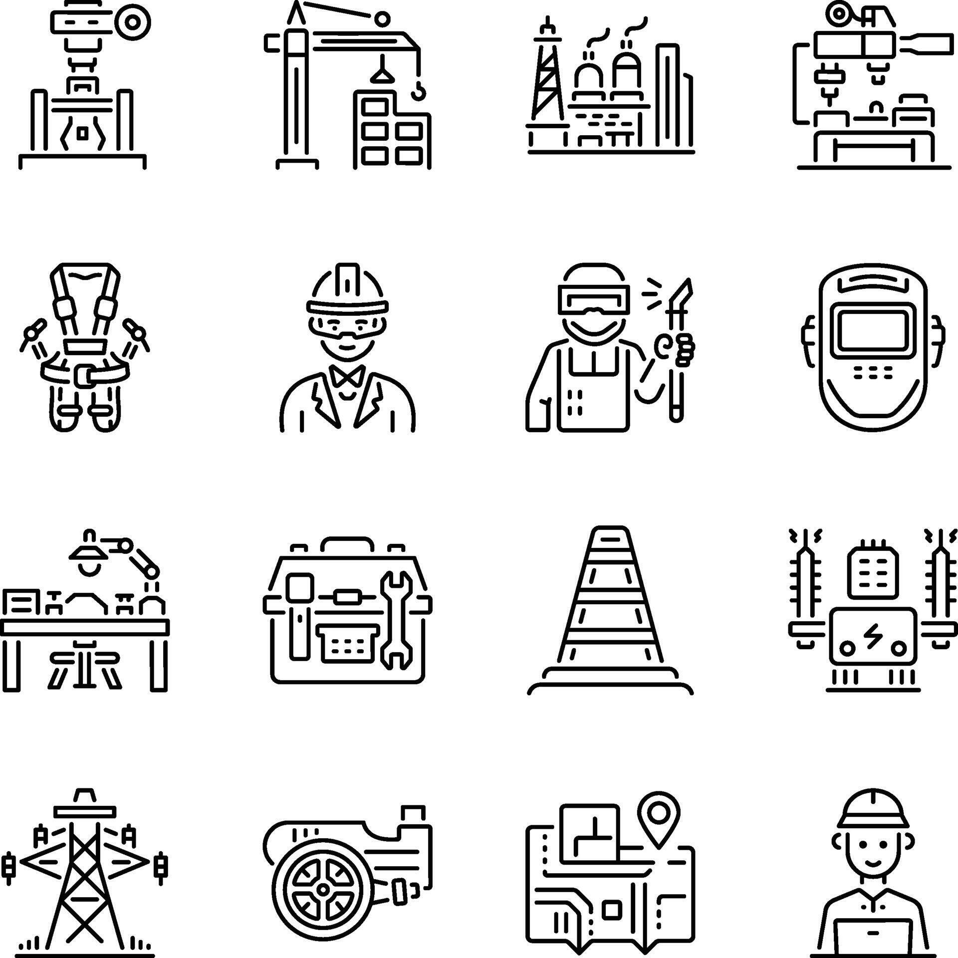 Set of Linear Style Industrial Engineering Icons 56294656 Vector Art at ...