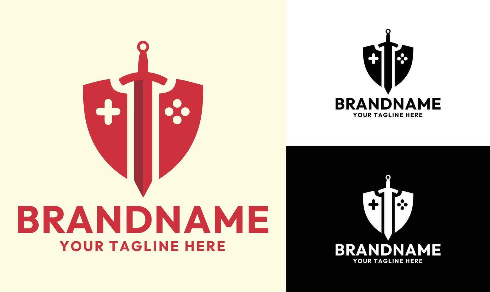Gaming Shield and Sword Logo Design Template for eSports, RPG Games, and Game Developers ...