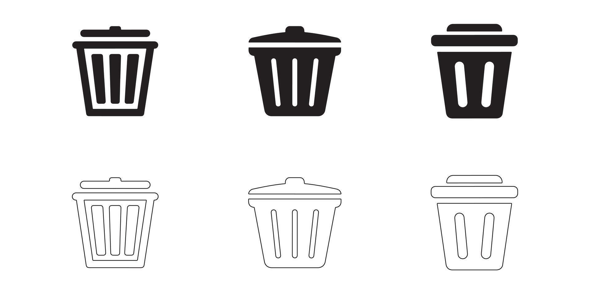 Trash Can Icon Set with Clean Lines 56334325 Vector Art at Vecteezy