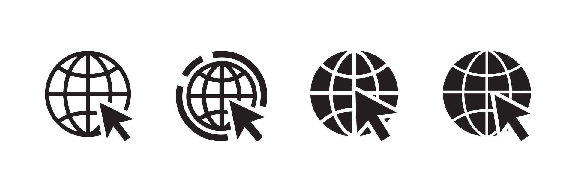 Global Internet Icon with Cursor Click Web Browser Symbol Digital Connection 56335966 Vector Art ...