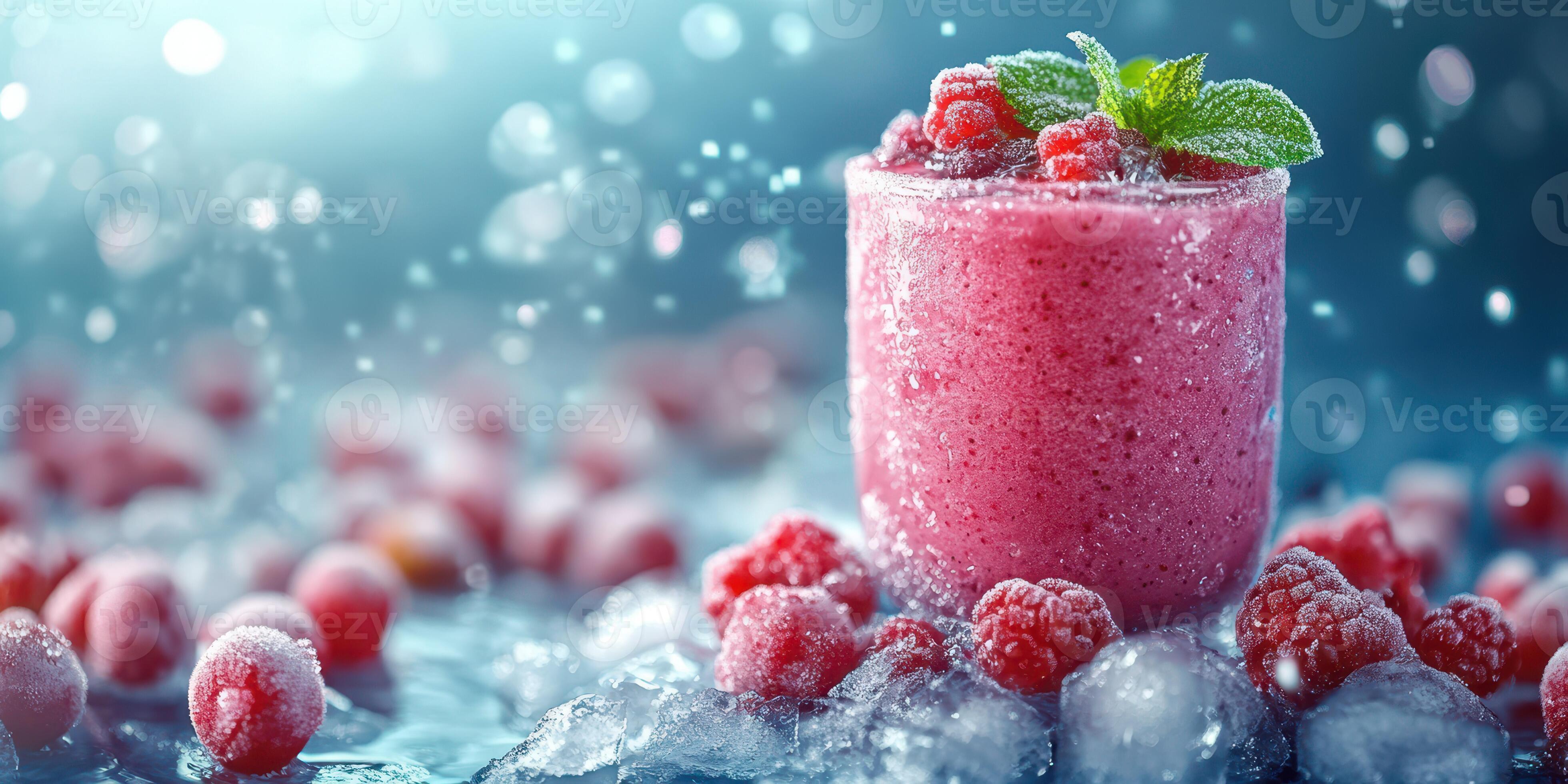 Refreshing raspberry smoothie served over ice with mint leaves on a summer day 56344432 Stock ...