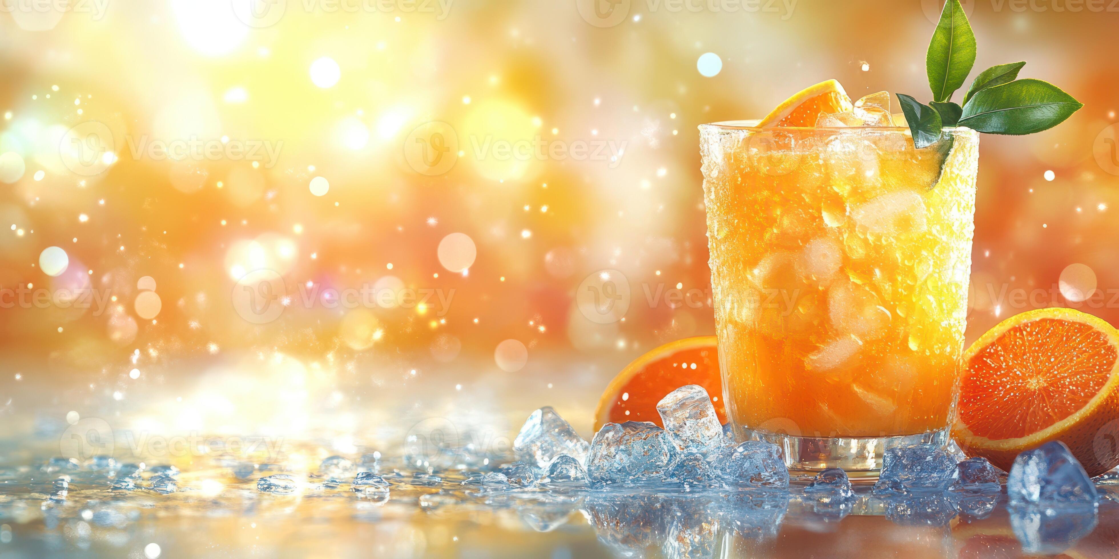 Refreshing orange drink with ice and citrus garnishes during a sunny afternoon 56352540 Stock ...