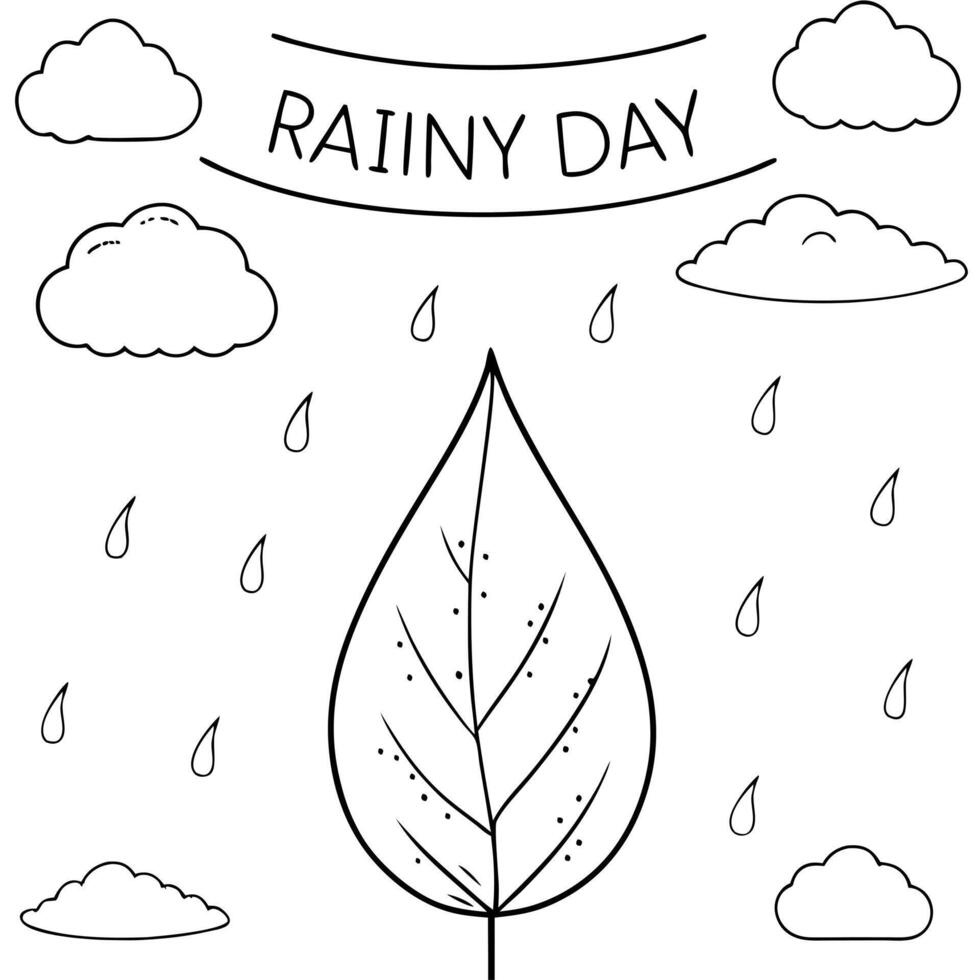 Falling Raindrop and Leaf with Rainy Day Text concept as A raindrop and ...