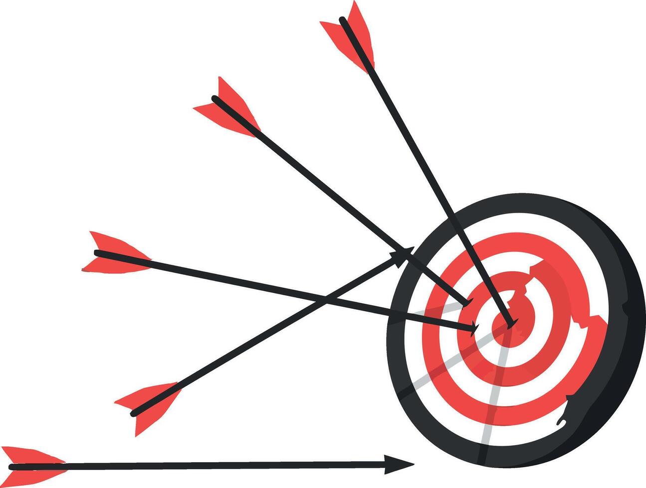 Arrows hitting a target with a few missing the bullseye center 56391567 ...