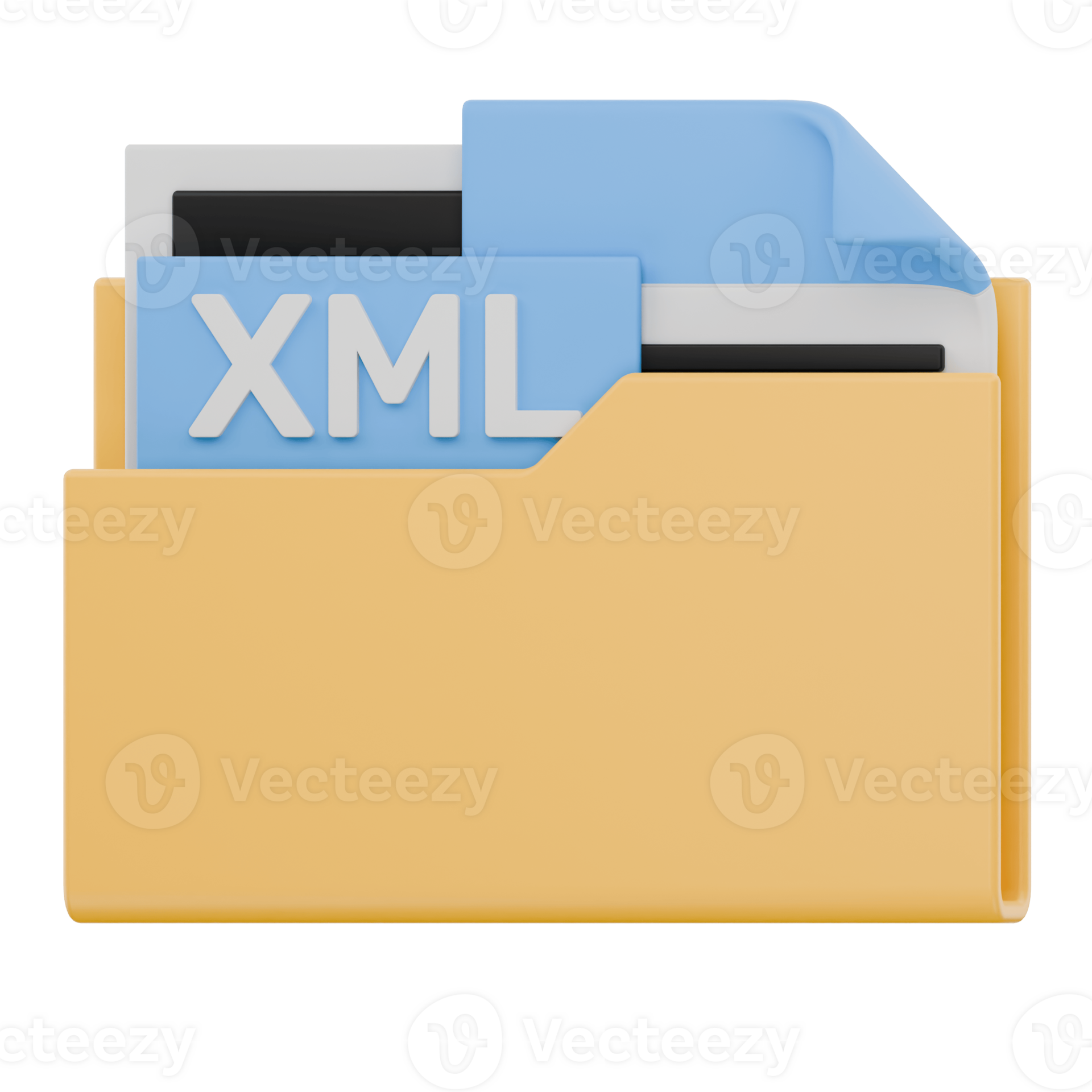 3D XML File Folder Format Icon 56400906 PNG