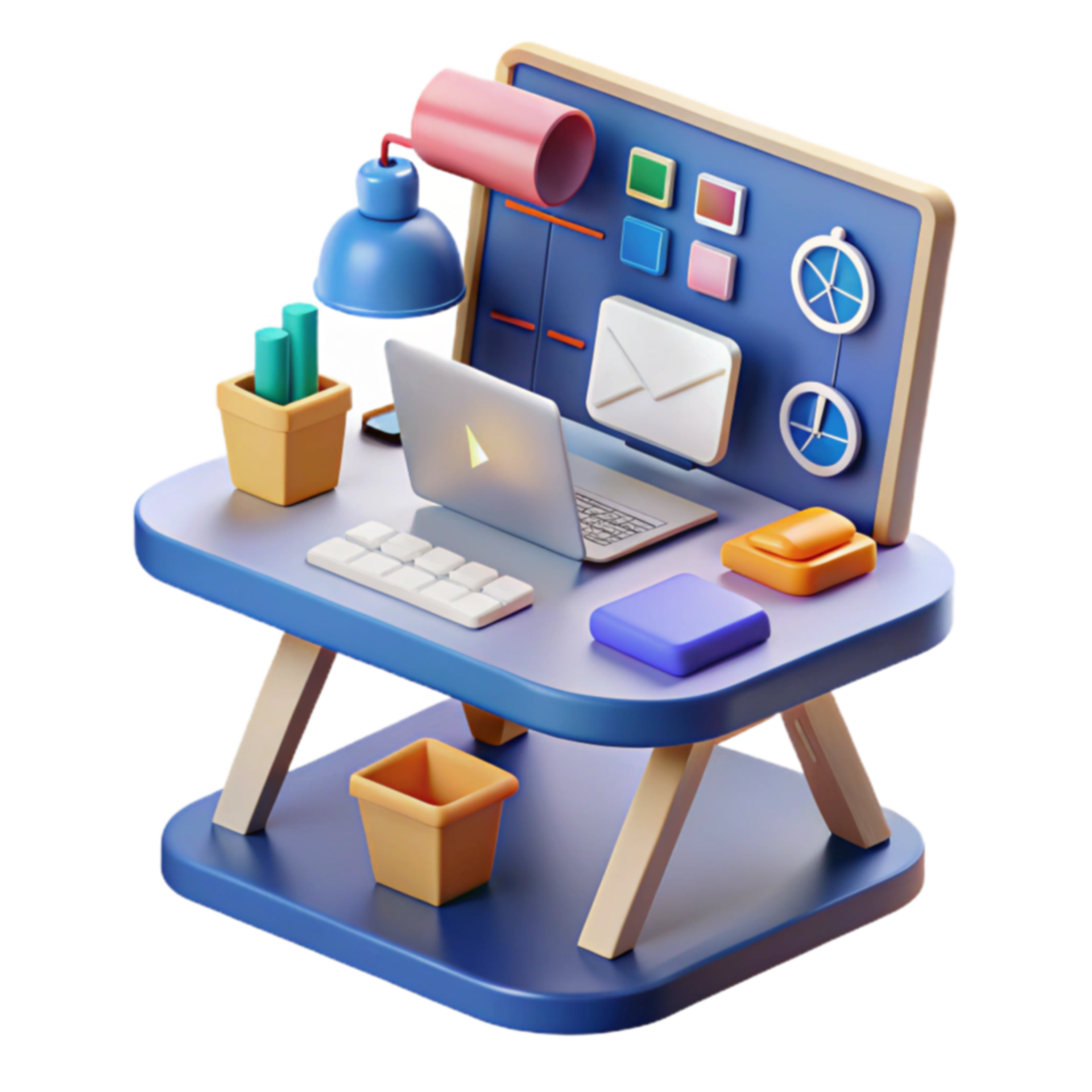 Modern Workspace Setup Productivity Desk Essentials 56408272 Png