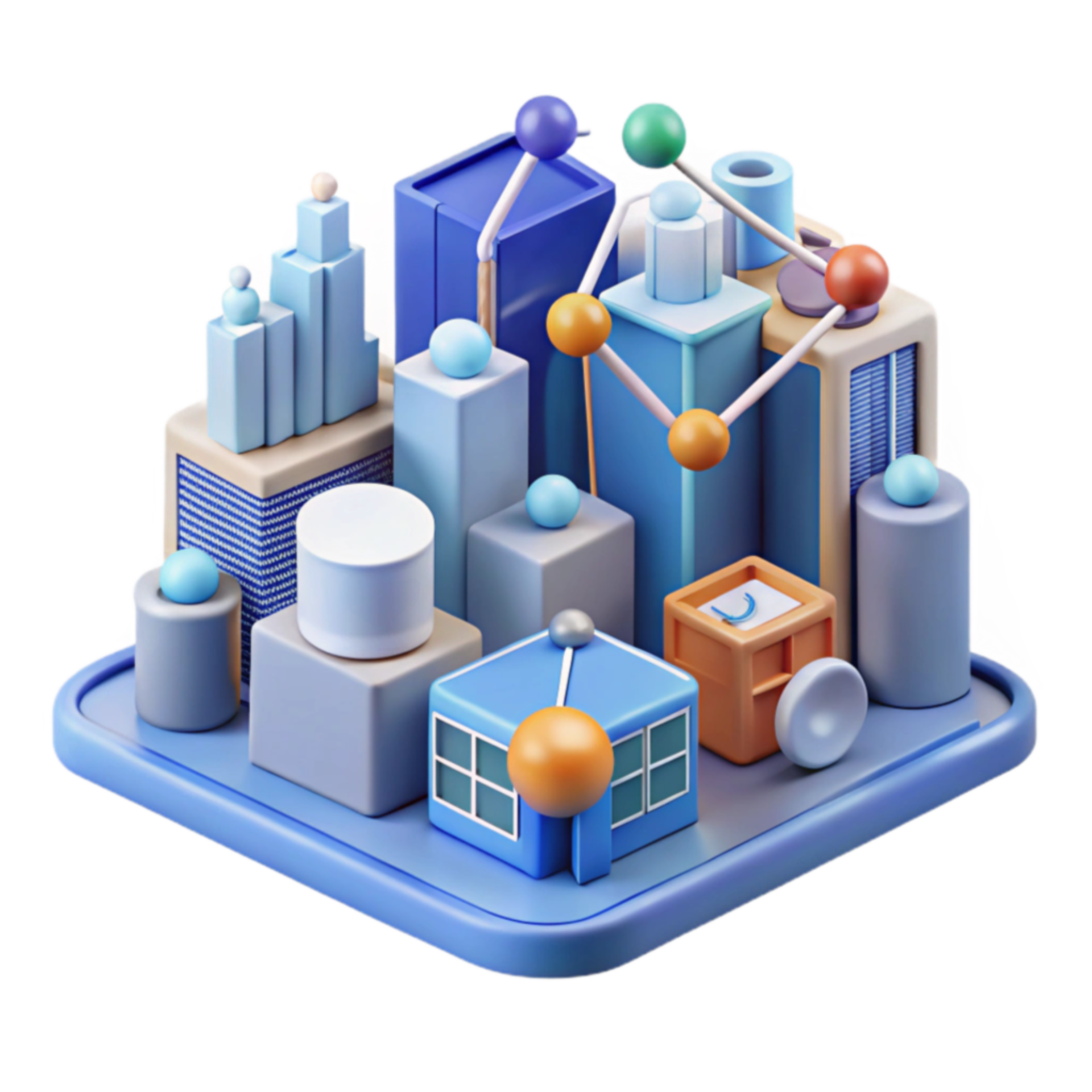 Abstract 3d Model Data Visualization Of Interconnected Systems 56408283 Png