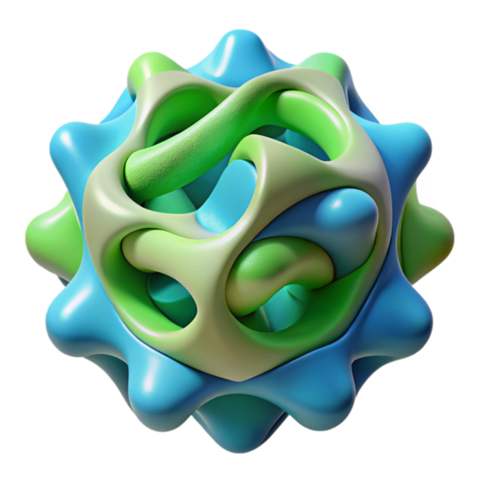 Abstract 3d Render Interlocking Green And Blue Forms 56408750 Png