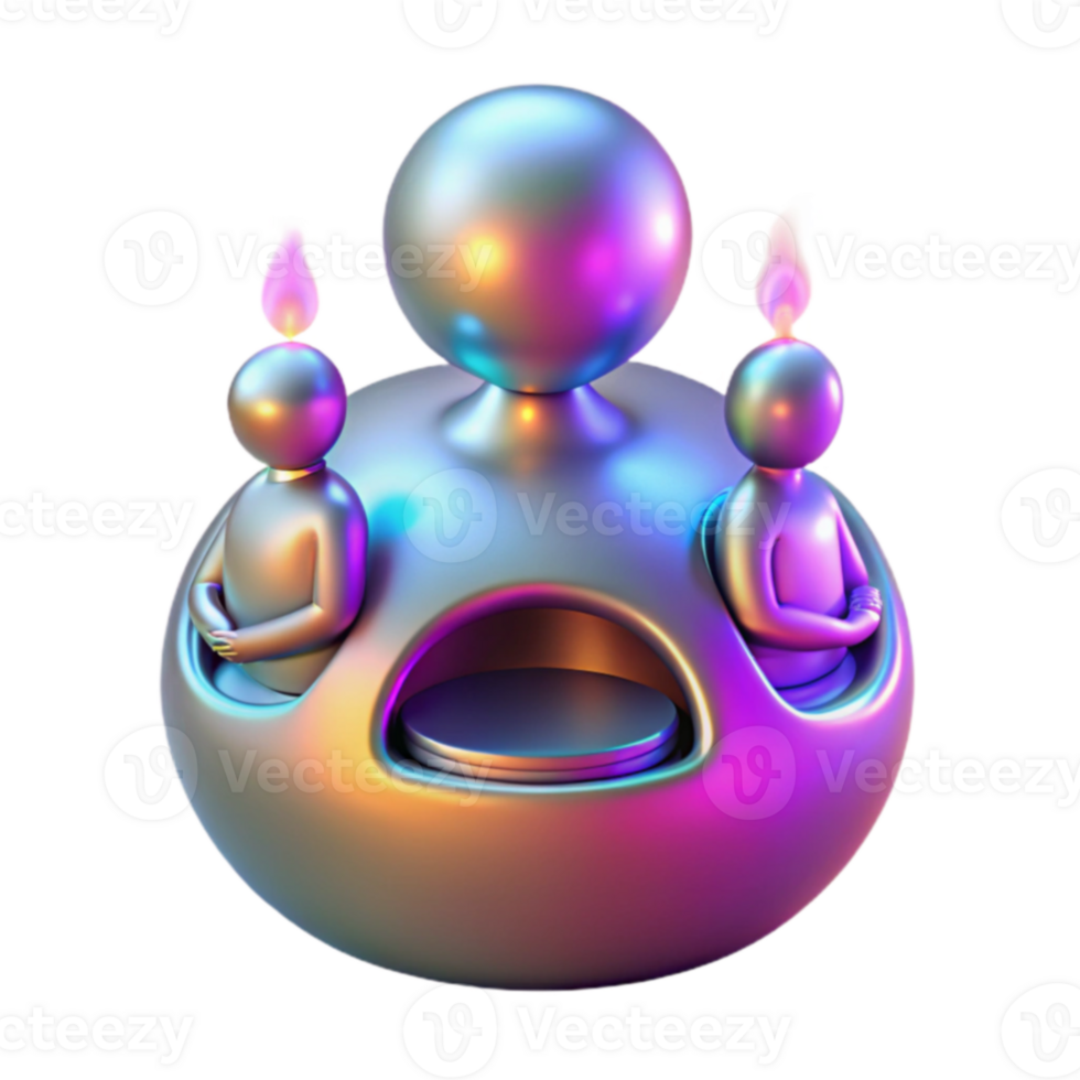 Abstract 3d Render Iridescent Sphere With Figures 56408882 Png