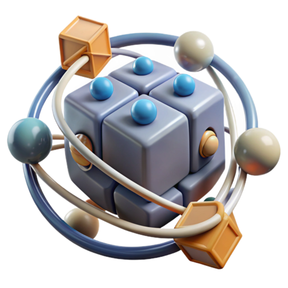 Modular System Interconnected Cubes Orbiting Spheres 56408998 Png