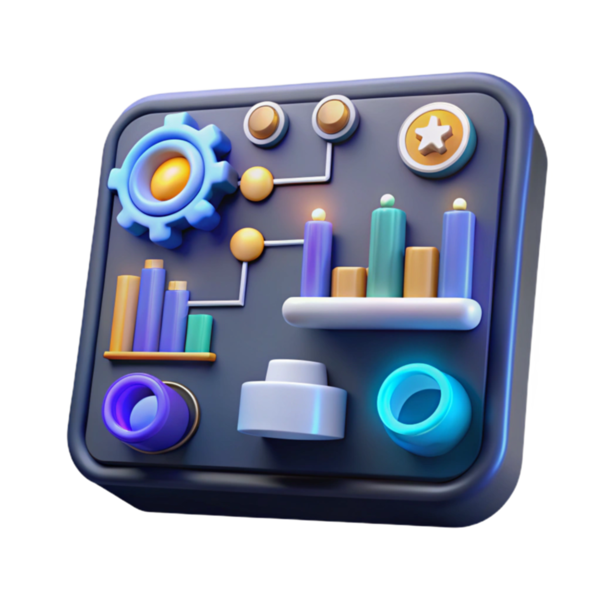 3D Control Panel Data Visualization System Settings 56409341 PNG