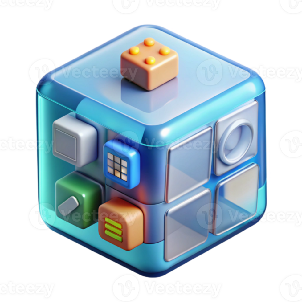 3D Cube Interface App Icons, Digital Design, Software UI 56410021 PNG