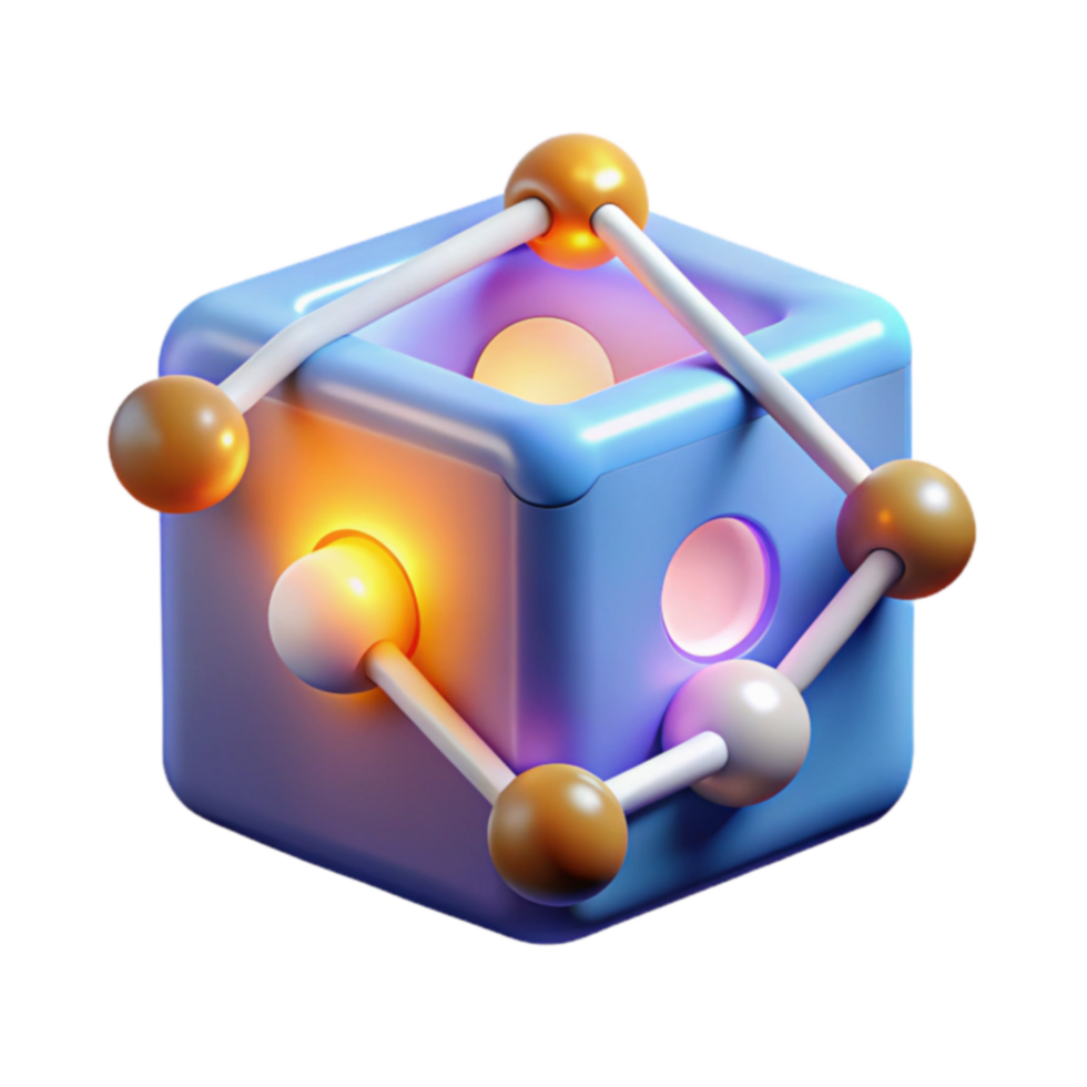 3d Cube Network Nodes Connections And Data Flow Visualization