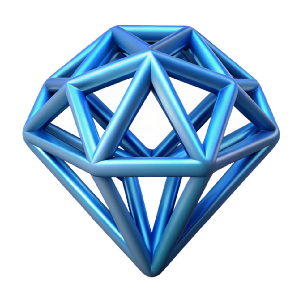 Blue Geometric Diamond Structure 3D Model 56411537 PNG